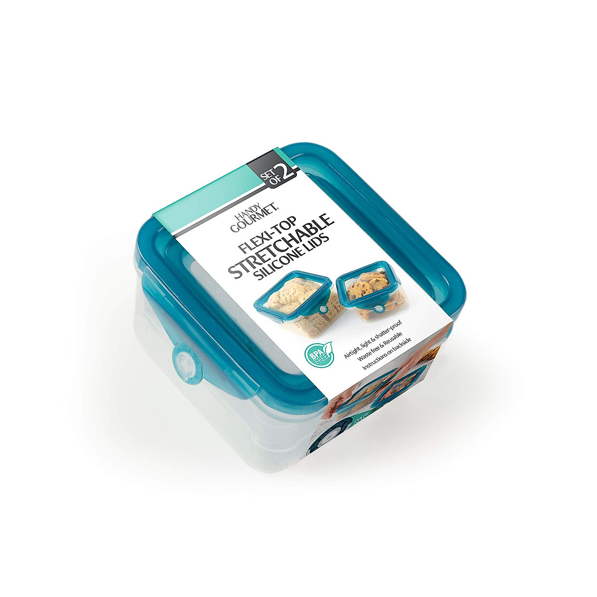 Handy Gourmet Flexi-Top Reusable Containers, BPA Free - Square, Set of 2