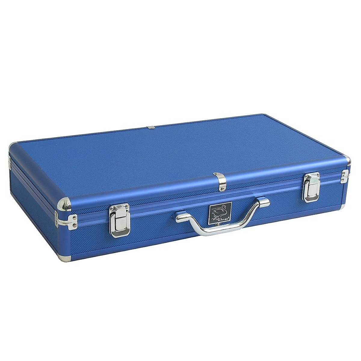 White Swan Mah Jongg - American Mahjong Game Set (166 Premium White Tiles, Pusher Arms, Aluminum Case, Blue)