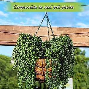 8 Pieces Artificial Succulents Hanging Plants Fake String of Pearls Realistic Hanging Succulents Plants Artificial for Wall Home Garden Decor (15.74 Inches Each Length)