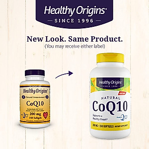 Healthy Origins CoQ10 (Kaneka Q10), 200 mg - Heart Health & Energy Supplement - Gluten-Free & Non-GMO Supplements - 150 Softgels