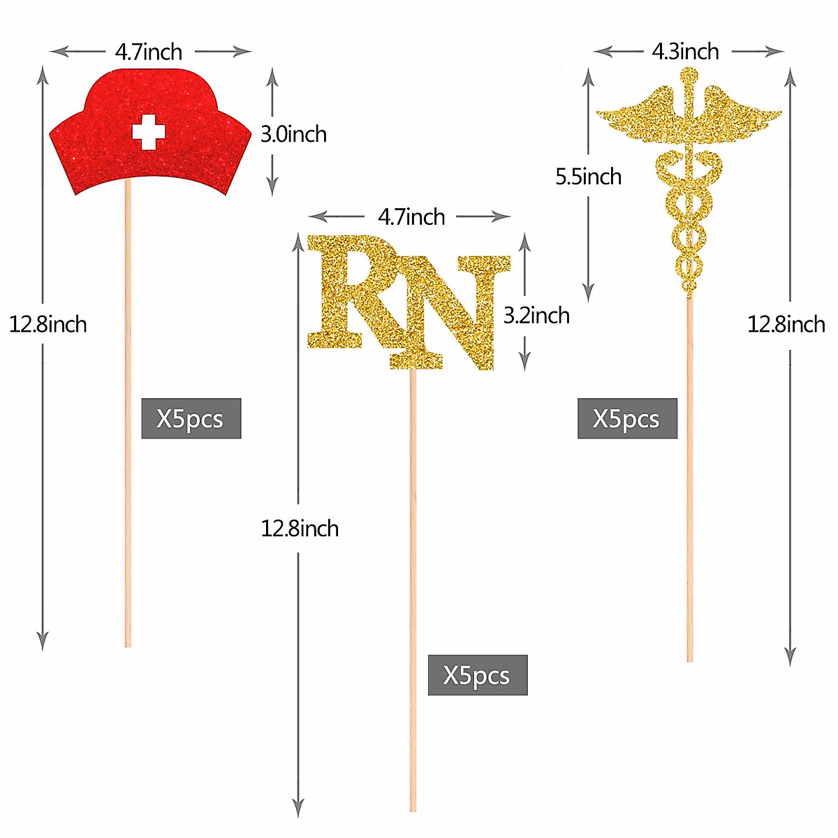 ALISSAR 15 Pcs Double Sided Glitter 2024 Nurse Graduation Party Centerpiece Sticks-Table Centerpiece for 2024 Nurse Graduation Party Decoration Party Supplies