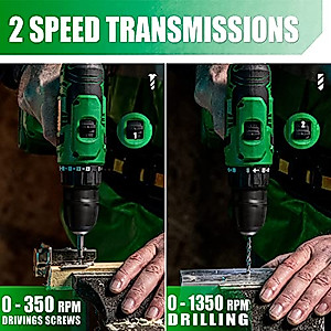 Anirona 20V Cordless Drill Set, 350 In-lb Power Drill Kit with Battery and Charger, 3/8″Keyless Chuck, 2 Variable Speed, 23+1 Position, 30pcs Bits Accessories with Storage Case