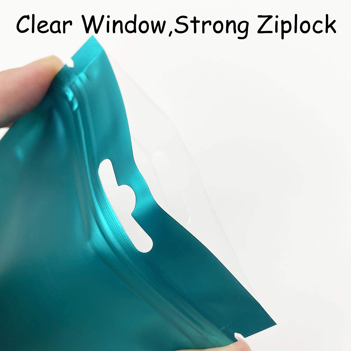 100 Pcs Blue Resealable Smell Proof Ziplock Storage Bags, Foil Pouch for Food Storage (3.9 x 7 inch/ 10 x 18 cm)