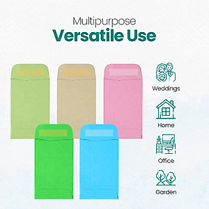 Premium Coin Envelopes for Keys, Seed Envelopes [2.25 x 3.5] – 100 Pack of Sturdy Colored Small Envelopes 2x3 with Secure Tiny Envelopes, Full-Flap Seal – Mini Envelopes for Seeds Storage