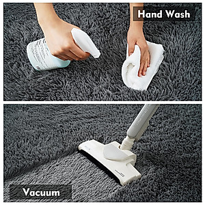 Super Soft Shaggy Rug, Grey Fluffy Fuzzy Shag Shaggy Soft Plush Carpet, 4x6 Indoor Floor Gray Rug for Kids Home Dorm Decor Aesthetic