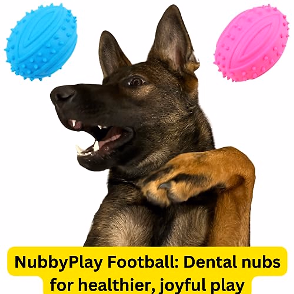 Mias Pawsome Pets Rugby Football Dog Squeaky Chew Toy: for Fetch and Teeth Cleaning Ball, for Small to Medium Breeds