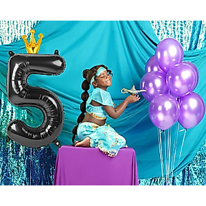 Number 7 Balloon 40 in, Black Seven Birthday Decorations, 7th Balloon Number,Wednesday Addams Party Decorations, 7 70 Year Old Balloon