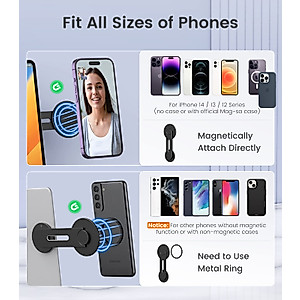 MoKo Magnetic Phone Holder for Laptop, 90° Adjustable Desktop Monitor Laptop Phone Side Mount fits iPhone 14/13/12 Series, Slim Portable Foldable Computer Monitor Expansion Bracket for Mobile Phone