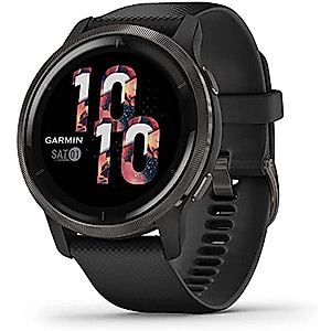 Garmin Venu 2, GPS Smartwatch with Advanced Health Monitoring and Fitness Features, Slate Bezel with Black Case and Silicone Band (Renewed)