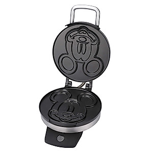 Disney Classic Mickey Waffle Maker by Select Brands - Disney Waffle Maker for Kitchen Appliances - Features Non-Stick Plates - Mickey Mouse Waffle Iron Gift for Disney Lovers - 7" Waffles