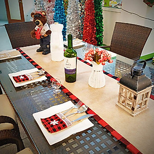 LXKBD Natural Burlap Cutlery Holder Pouch Bag, 20 Packs 4.3x8 Inch Lace Knifes Forks Napkin Utensil Silverware Holders for Christmas Wedding Party Table Decoration