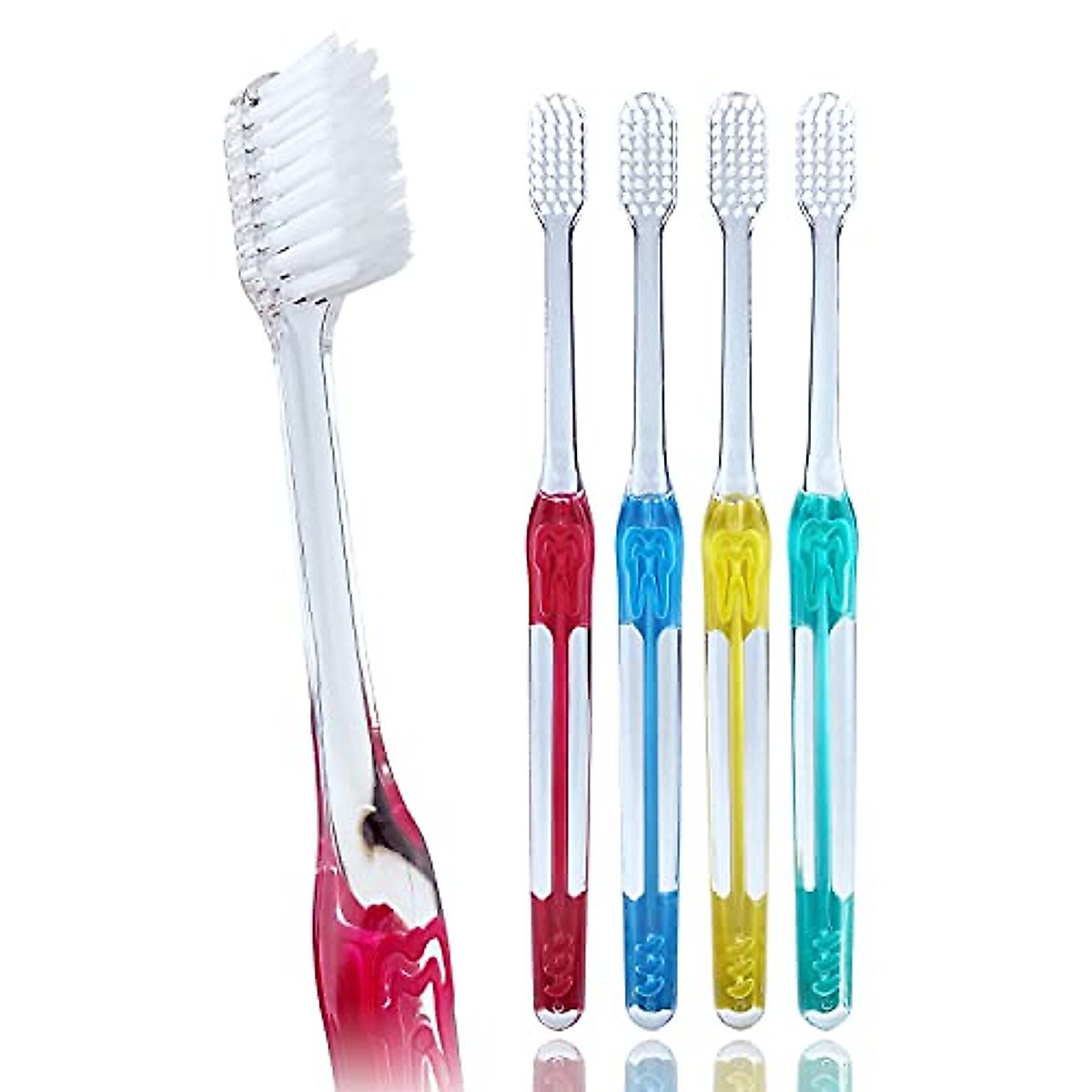 MISOdental Advanced Manual Toothbrush (All Slim) for Adults, Soft Bristles, Small Head, Refreshing, 4 Pcs, Made in Korea, Included Protection Caps, Youth 12+