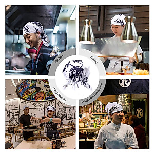 YARNOW Japanese Sushi Chef Hat Waiter Cook Chef Cap Skull Cap for Home Kitchen Restaurants (B)