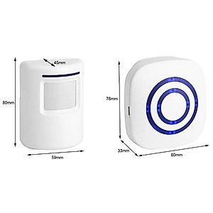 Wireless Home Security Driveway Alarm, Enegg Entry Alert, Visitor Door Bell Chime with 1 Plug-in Receiver and 2 PIR Motion Sensor Detector Alert System, Quality Sound and LED, 38 Melodies