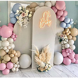 Dusty Rose Brown Balloon Garland Blue Pink Balloons Double Stuffed Tan White Sand Balloon Latex Pastel Balloons Arch Kit For Gender Reveal Baby Shower Birthday Party Decoration