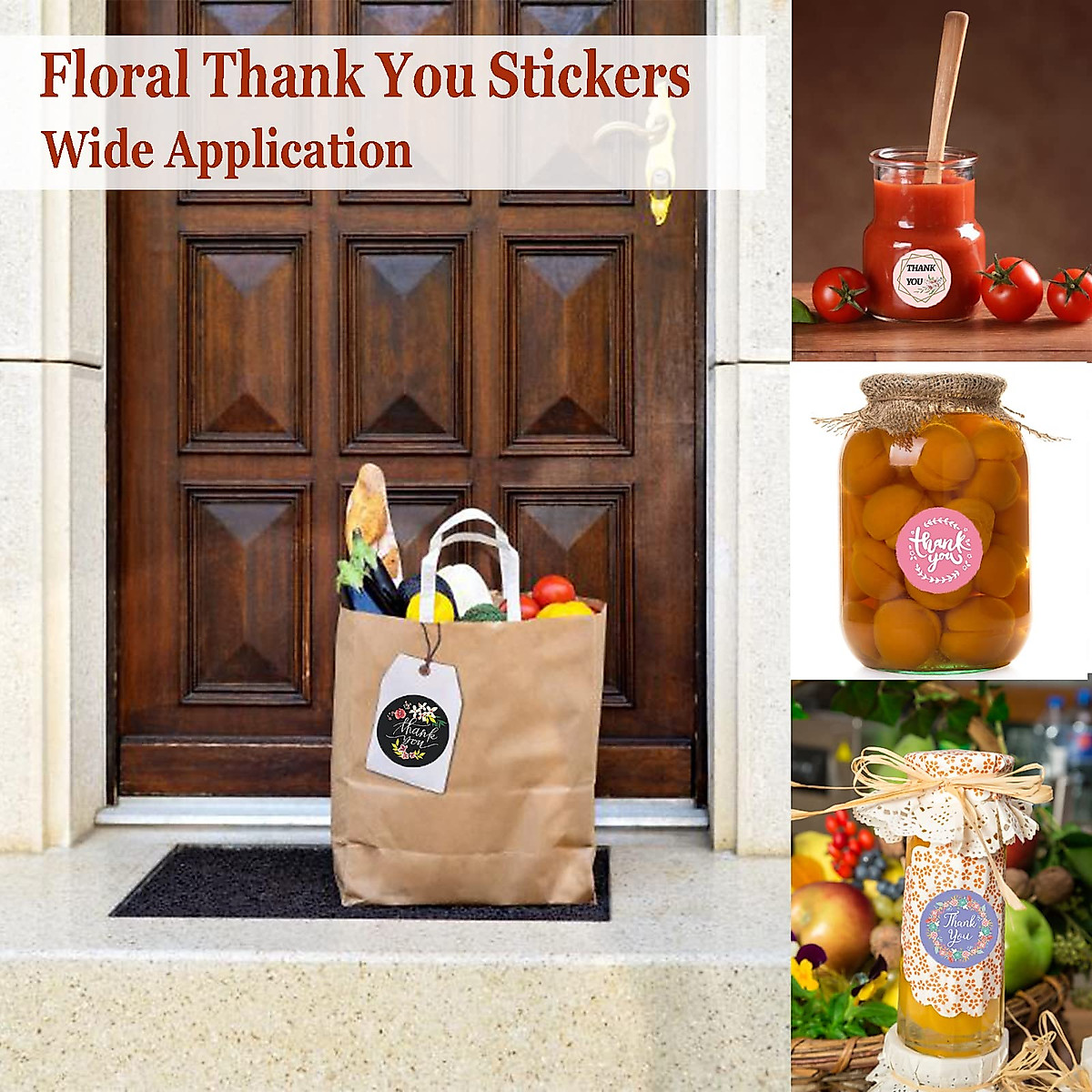 Thank You Stickers Rolls 2500 Pcs - 1 Inch Floral Designs Thank You Stickers Labels for Baking Packaging Envelope Seals Small Business Flower Stickers Tags for Wedding Birthday Party Gift Wrap Bag