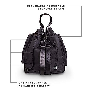 Doughnut Nomad Series Pyramid 13L 2-in-1 Hanging Toiletry Travel Girls Lightweight Casual Daypacks Bag Backpack (Black)