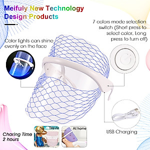 Meifuly 7 Colors L ED Light Therapy Face Mask, Lightweight, Portable