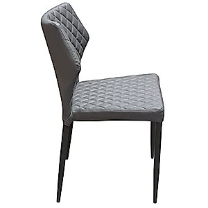 Nova Lifestyle Milo 4-Pack Dining Chairs in Grey Diamond Tufted Leatherette with Black Powder Coat Legs