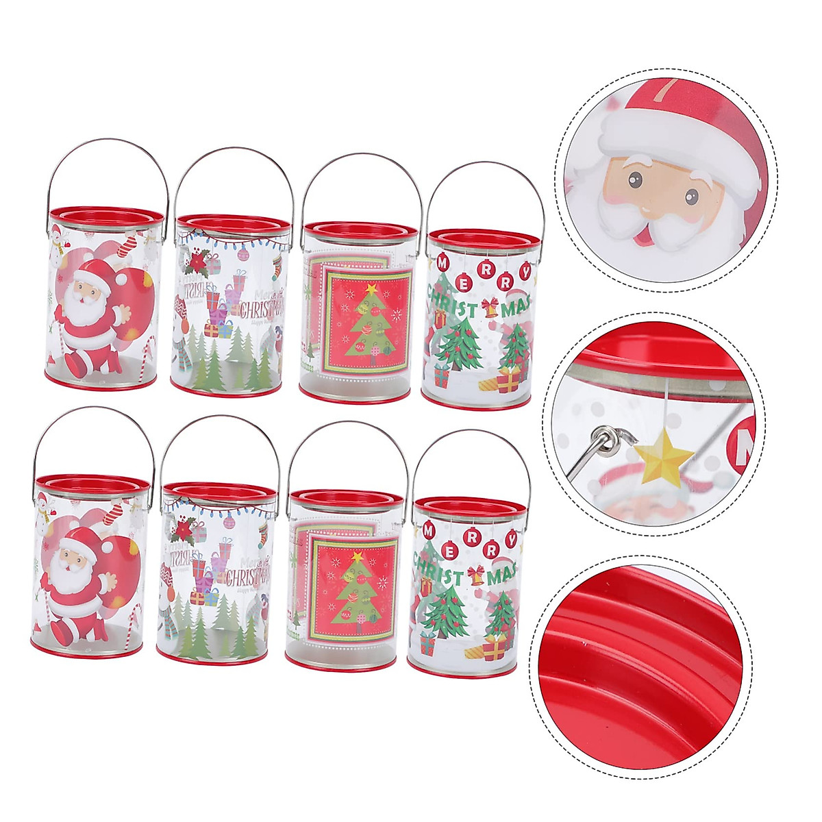 NOLITOY 8pcs Portable Cylinder Cookie Boxes Plastic Cookie Jar Sealed Containers for Food Pantry Sugar Jars Christmas Biscuit Tins Tinplate Lid Canister for Candy Mini Pvc