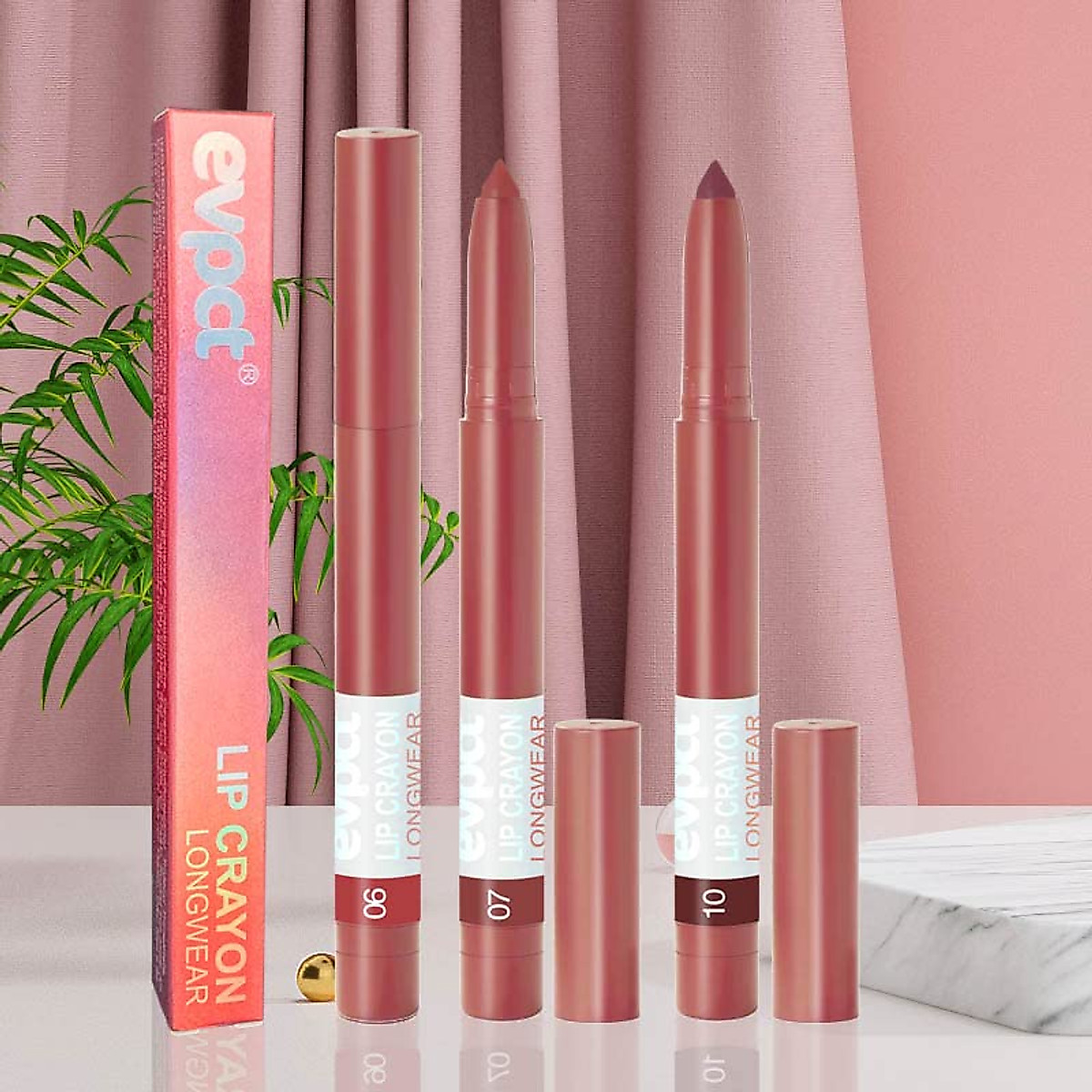 BINGBRUSH 3Pcs Crayon Matte Longwear Lipstick Pack Set,Moisture Smooth Lipliner With Built-in Sharpener Ultimate Lip Crayon for Makeup- Waterproof Velvet Lipgloss Lip Stain