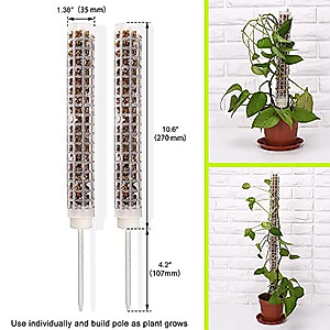 Small Plastic Moss Pole for Monstera and Climbing Plants-Mighty Plant Support (White,4)
