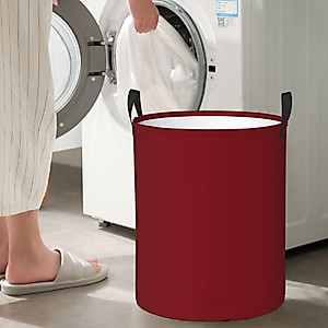 Large Laundry Basket, Burgundy White Collapsible Laundry Hamper Dirty Clothes Washing Bin for Bathroom, Dorm