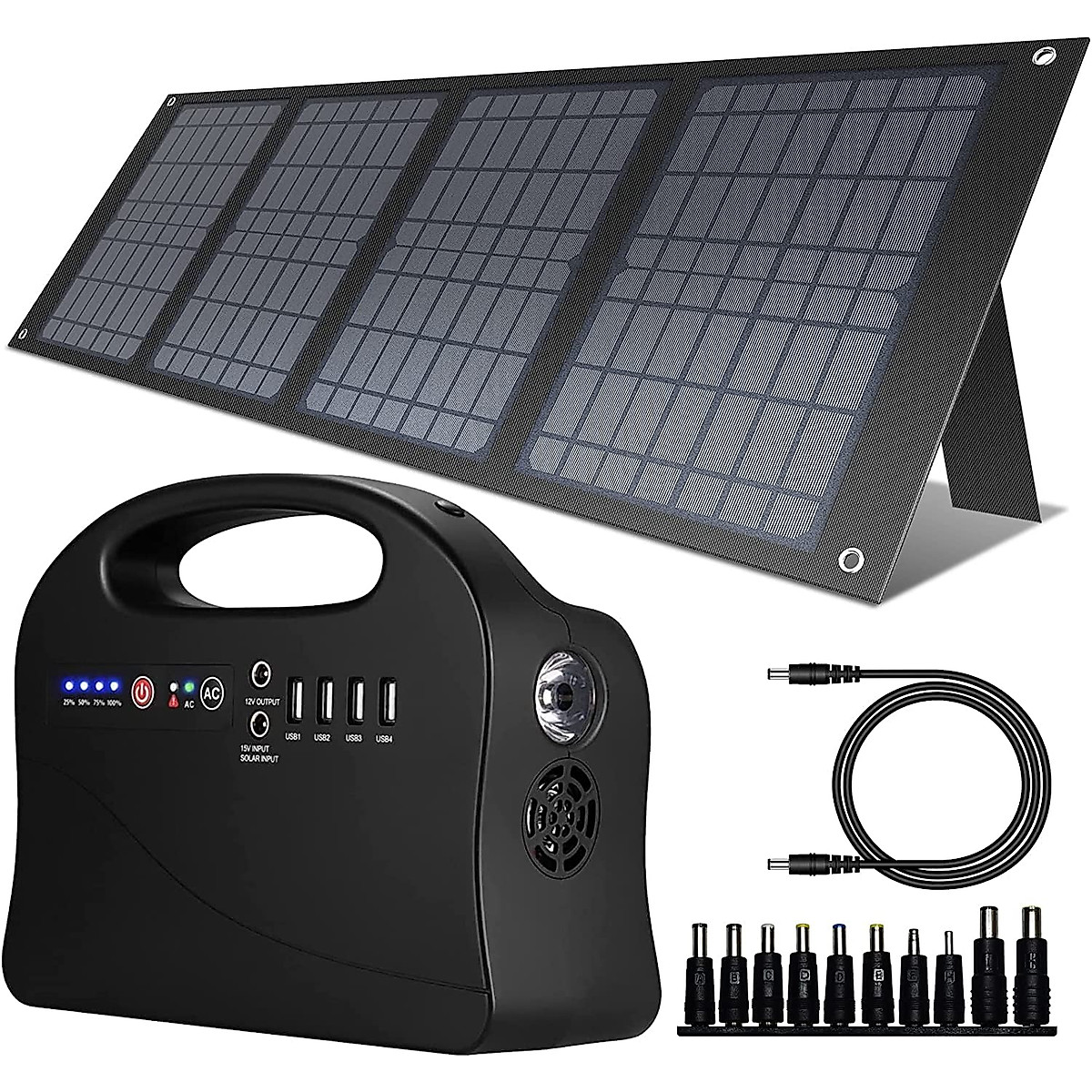 Enginstar Portable Power Station 120Wh, 100W Solar Generator with 110V AC Outlet, 40W Solar Panel, Foldable Solar Panel for Portable Power Station