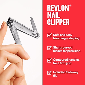 Revlon Mini Nail Clipper, Nail Care Tools, Curved Blade for Trimming & Grooming, Easy to Use (Pack of 1)