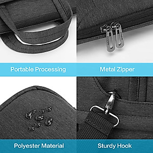 MOSISO Laptop Shoulder Bag, 15.6 inch Laptop Sleeve Compatible with MacBook, HP, Dell, Lenovo, Asus Notebook, 15 inch Fully Open Zipper Computer Bag with Front Pocket & Handle & Belt, Black