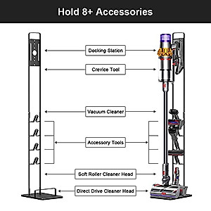 Foho Vacuum Stand for Dyson V15 V11 V10 V8 V7 V6,Stable Metal Storage Bracket Stand Holder for Dyson Handheld DC30 DC31 DC34 DC35 DC58 DC59 DC62 Cordless Vacuum Cleaners & Accessories & Attachments