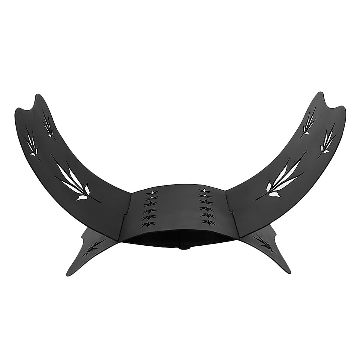 BiggerFire Firewood Rack Carbon Steel Log Holder for Outdoor Indoor Metal Fireplace Small Wood Pile Storage Hollow Maple Leaf Pattern Black