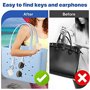 MEFFWSOER 4 PCS Key Holder for Bogg Bag, Insert Carabiner Key Chain and Hooks for Tote Bag Finding Your Keys Glasses Earphones Quickly (White)