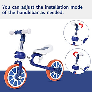 XJD 3 in 1 Kids Tricycles for 12 Month to 3 Years Old Toddler Bike Kids Trike Boys Girls Trikes for Toddler Tricycles Baby Bike Infant Trike with Adjustable Seat Height and Removable Pedal (Blue)