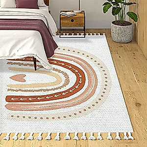 JBNJANKDAV Boho Rug Scandinavian Nursery Rainbow Print for Playroom with Neutral Area Carpet Patio Hallway Runner Mat Pad Minimalist Home Decor Living Room Bedroom Indoor Outdoor, Multi3, 90x150cm