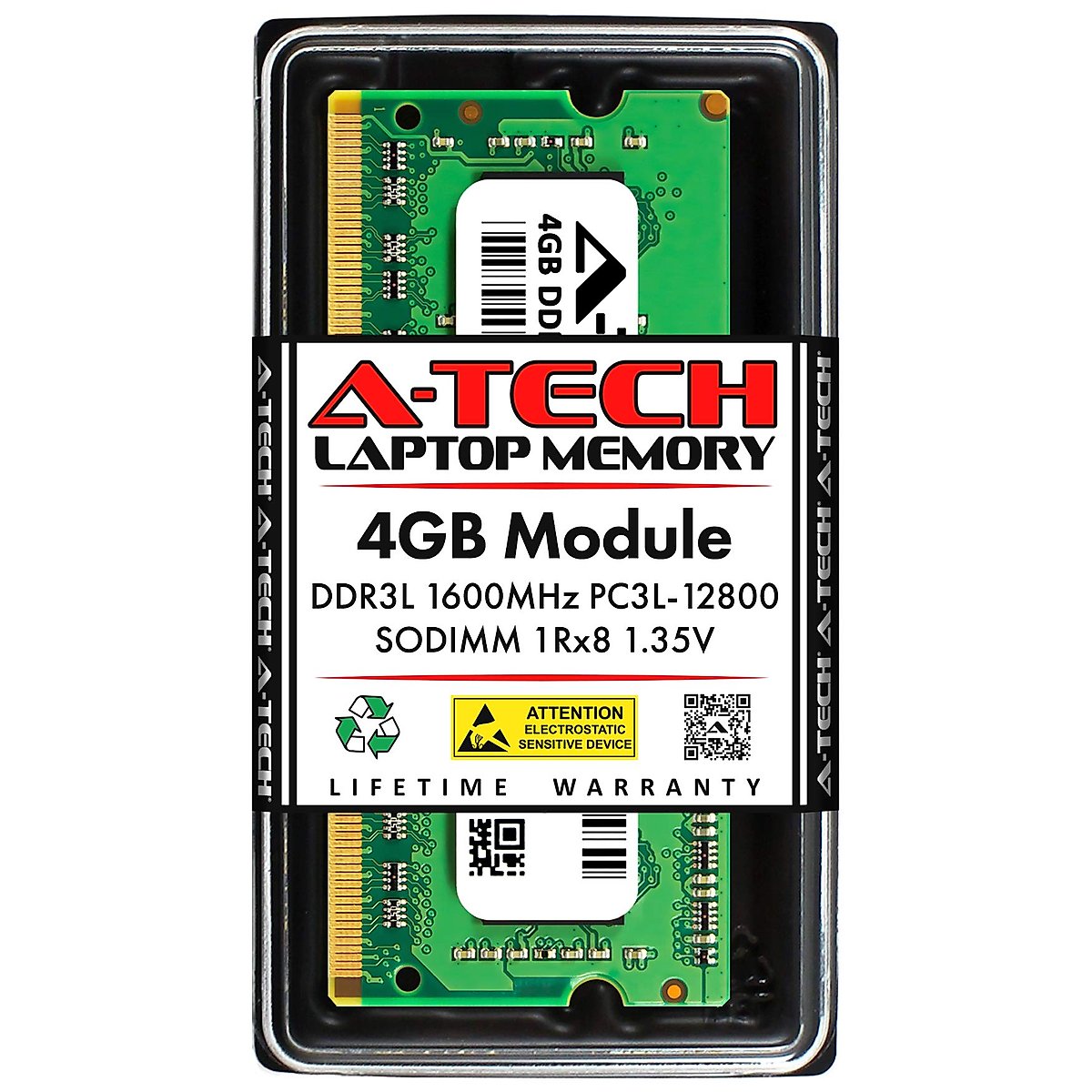 A-Tech 4GB RAM Replacement for Kingston KVR16LS11/4 | DDR3/DDR3L 1600MHz PC3L-12800 1Rx8 1.35V SODIMM 204-Pin Memory Module