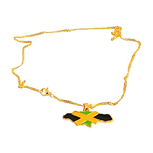 Askana Fashion Unisex Country Flag Map Gold Pendant Necklace (Jamaica)