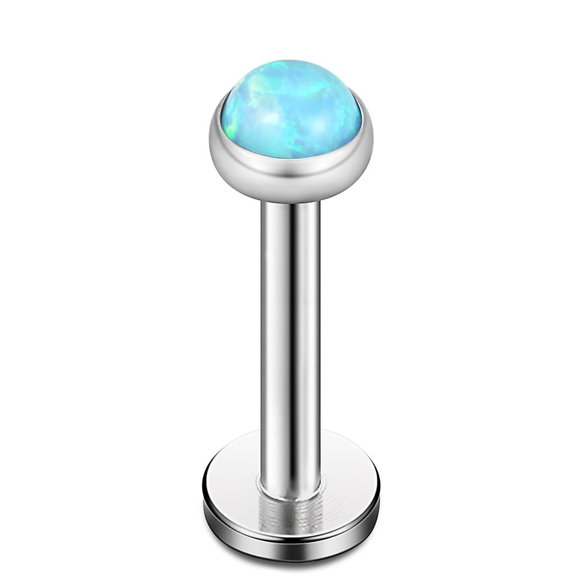 Ruifan 3mm Opal Jeweled Internally Threaded Stainless Steel Labret Monroe Lip Ring Tragus Helix Earring Stud 16G 1/4" 6mm 4PCS