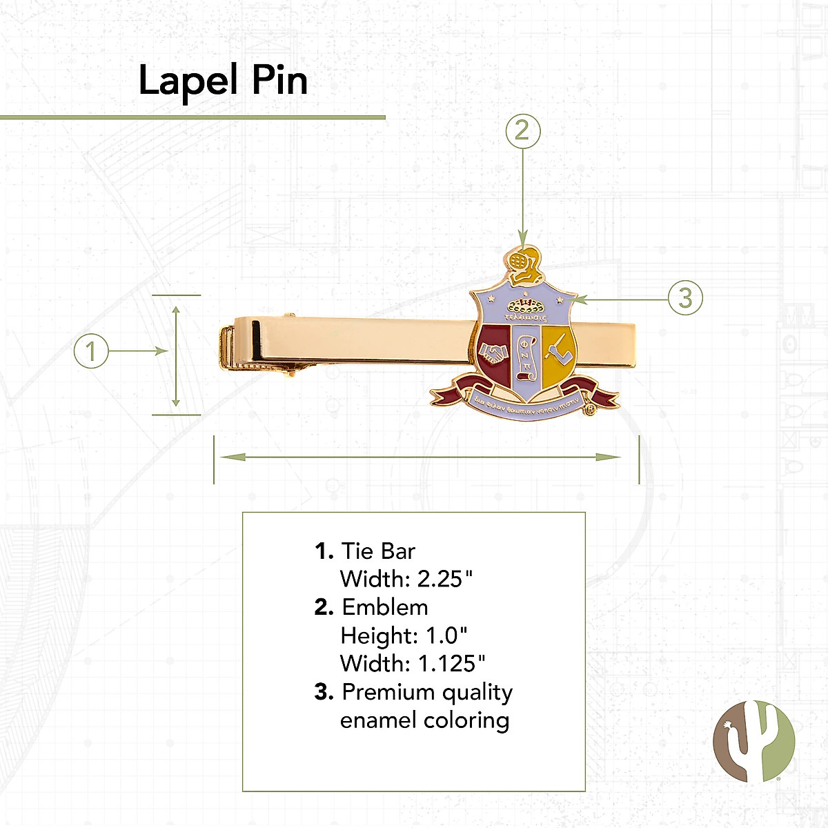 Desert Cactus Kappa Alpha Psi Fraternity Crest Tie Bar Greek Formal Wear Blazer Jacket Nupe (Crest Tie Bar)