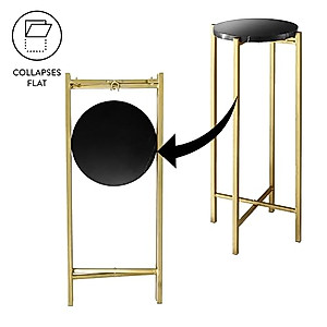 Urban Lifestyle Marble Side Drink Table, Black ‎8.5 in x 8.5 in x 22.5 in