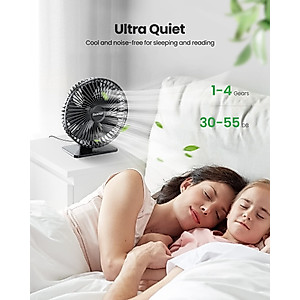 Gaiatop USB Desk Fan, Portable Powerful Small Table Fan, 6.5 Inch Quiet 4 Speeds Wind Desktop Personal Fan, 90° Rotate Mini Fan for Better Cooling Room, Office, Travel (Blue)