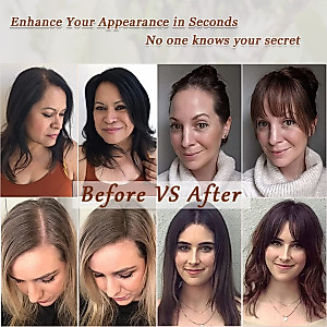 gulagula Hair Toppers for Women Real Human Hair Pieces with Thinning Hair Human Hair Toppers with Bangs Clip in Hair Extensions