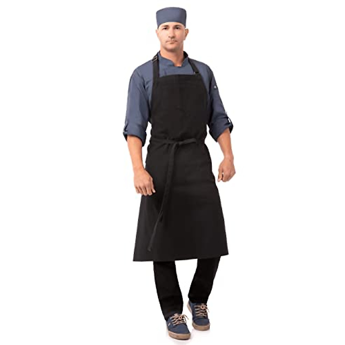 Chef Works Unisex Rockford Chefs Bib Apron, Steel Grey, One Size