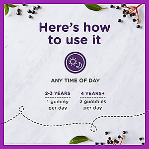 Zarbee's Elderberry Gummies for Kids with Vitamin C, Zinc & Elderberry, Daily Childrens Immune Support Vitamins Gummy for Ages 2 and Up, Natural Berry Flavor, 21 Count