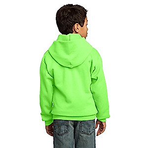 Port & Company - Youth Core Fleece Pullover Hooded Sweatshirt M Neon Green