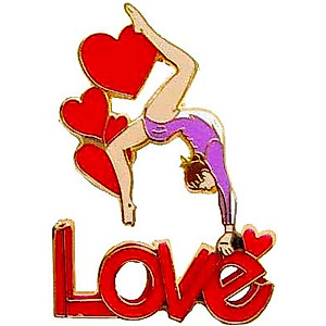 Love Hearts Gymnastics Pin - #1946