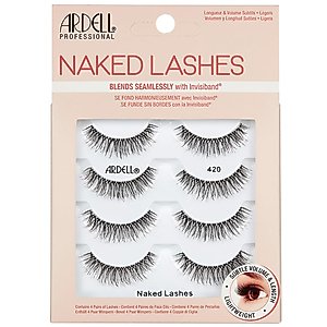 Ardell Naked Lashes 420 Multipack, Lightweight Natural Look, Invisiband for Comfort, Perfect for Everyday Wear, 4-Pairs, 1-Pack