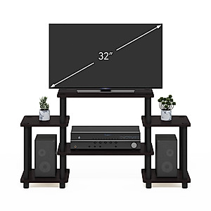 Furinno Turn-N-Tube No Tools Entertainment Center, Round, Square corner, Dark Walnut,11257DWN