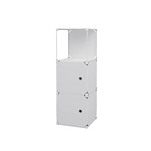 Aetic 3 Tier Cube Storage Storage Bathroom Storage Cabinet Bathroon Organizer Free Standing Side Storage Cubes with Doors 3 Cube White
