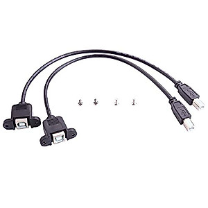 USB B Printer Extension Cable - iGreely 2Pack 1-Feet Panel Mount USB 2.0 Cable B to B - F/M (1ft)